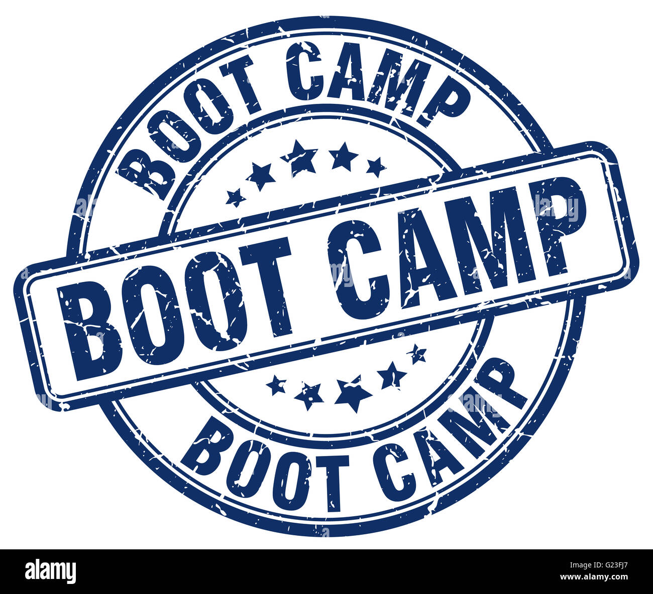 boot camp blue grunge round vintage rubber stamp Stock Photo - Alamy