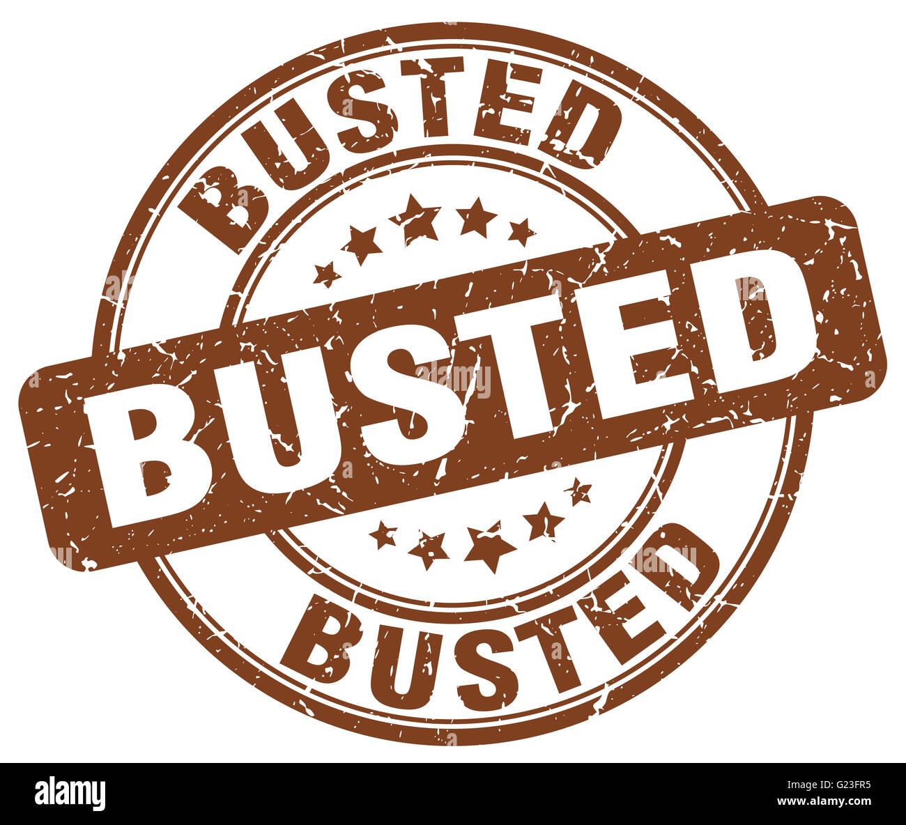 busted brown grunge round vintage rubber stamp Stock Photo - Alamy