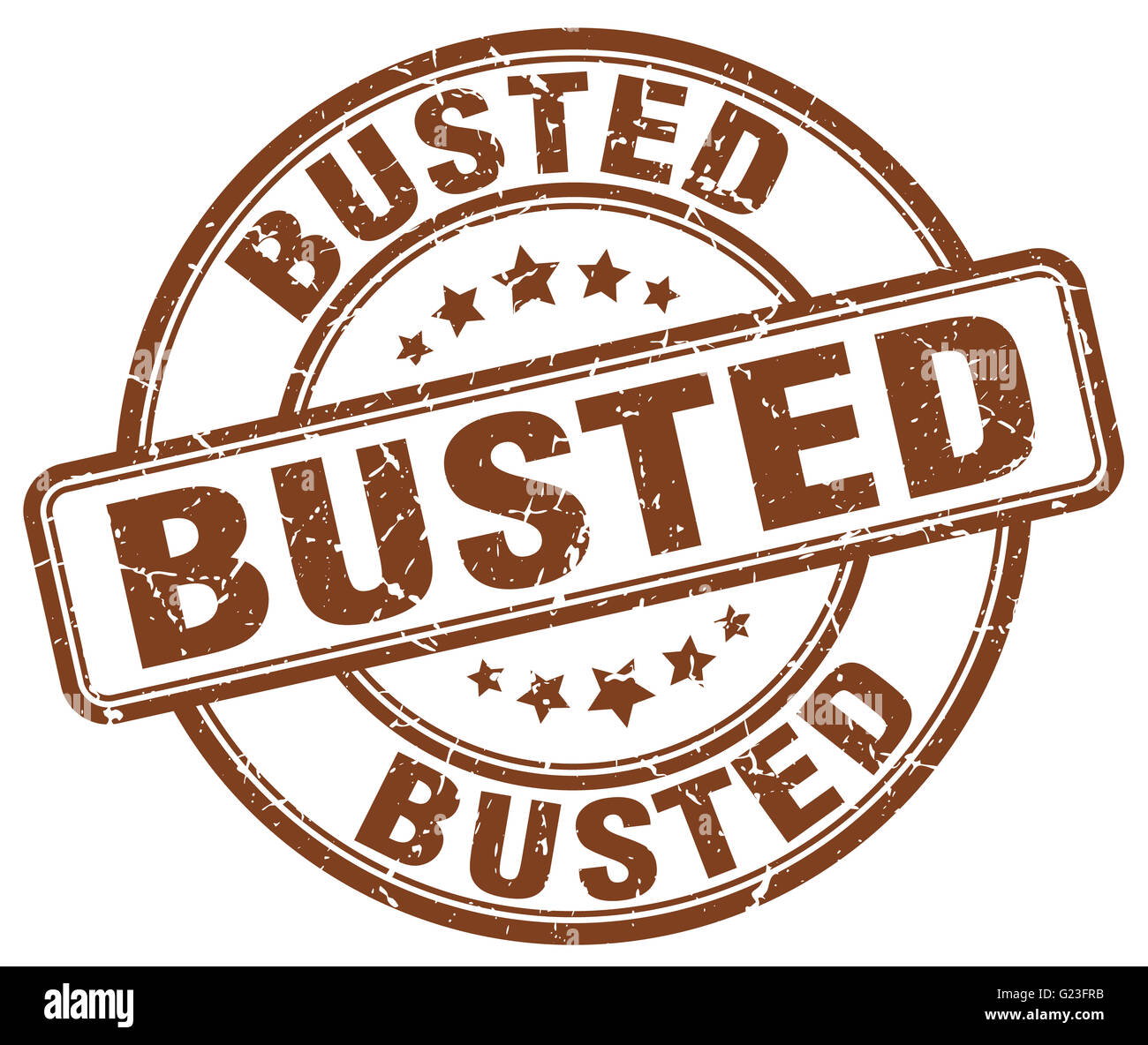 busted brown grunge round vintage rubber stamp Stock Photo - Alamy