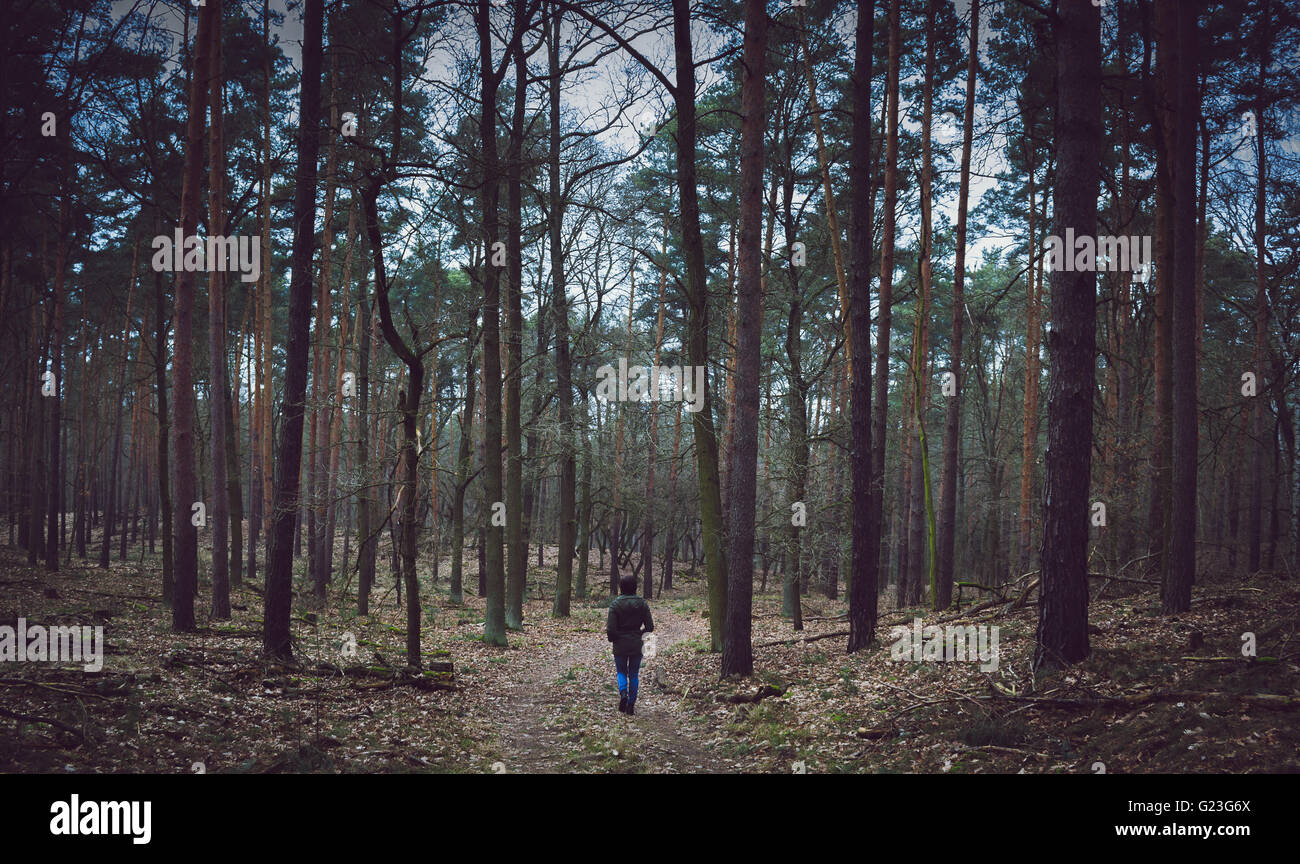 Man walking into forest hi-res stock photography and images - Alamy
