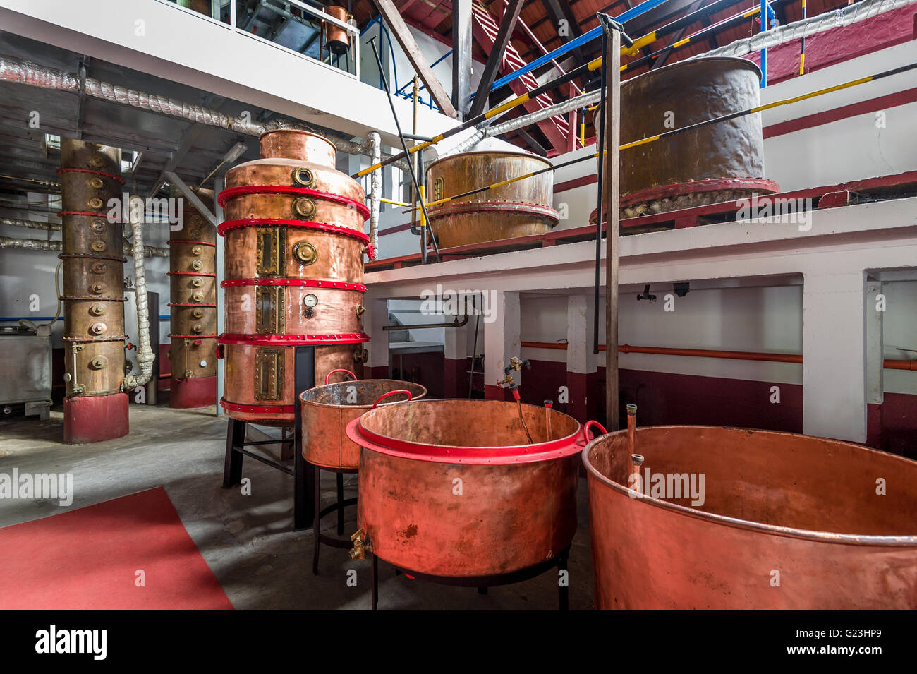 Old rum factory at Porto da Cruz with retro copper boilers, Madeira ...