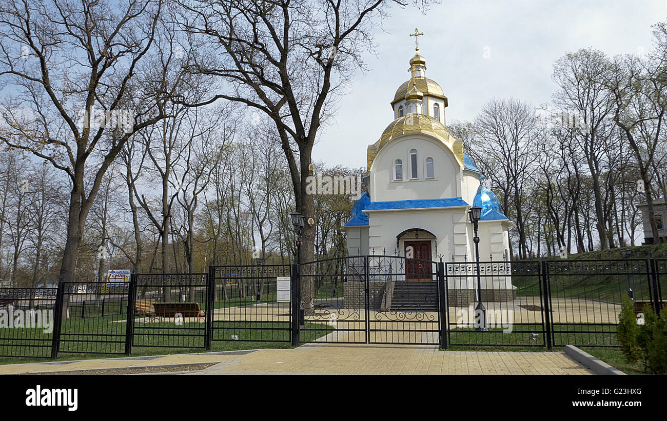 White blue and gold orthodox church Stock Photo - Alamy
