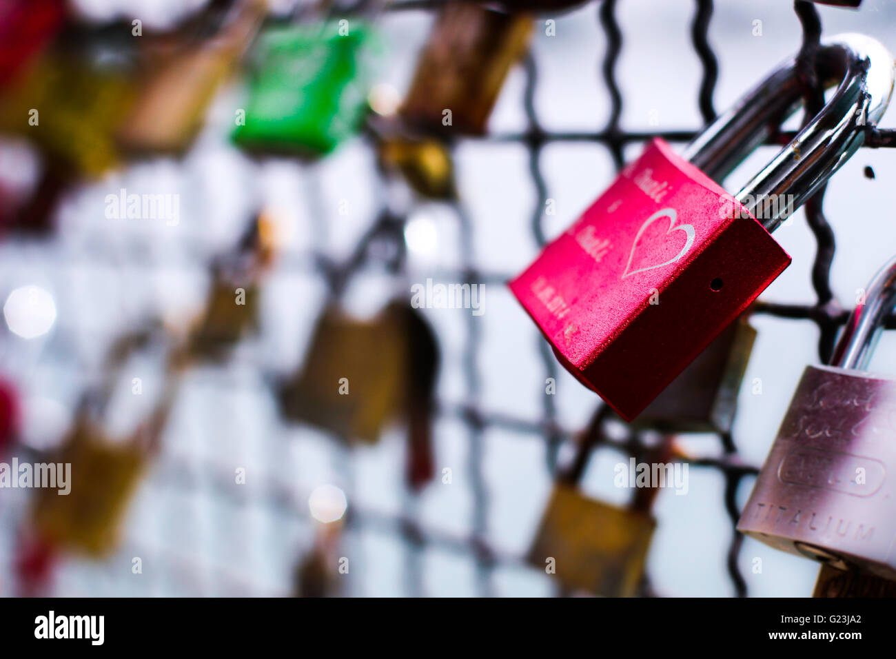 love lock on a bridge Stock Photo - Alamy