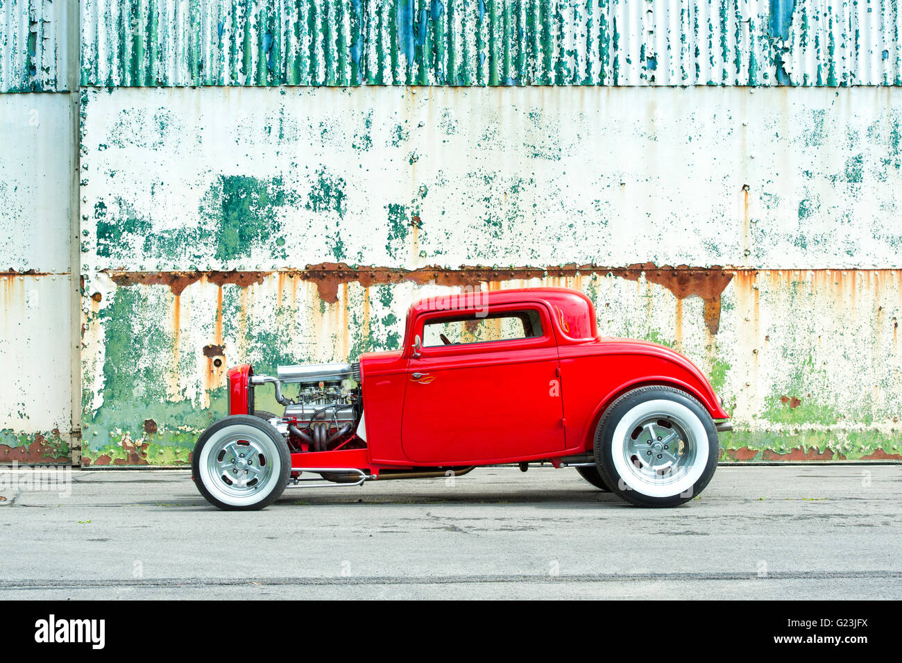 1932 Red Custom Hot Rod Coupe car at Bicester Heritage centre Stock ...