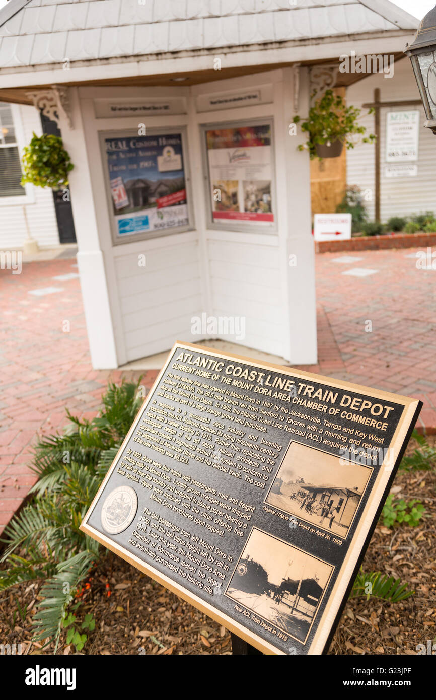 Historic downtown train depot and museum in Mount Dora, Florida Stock ...