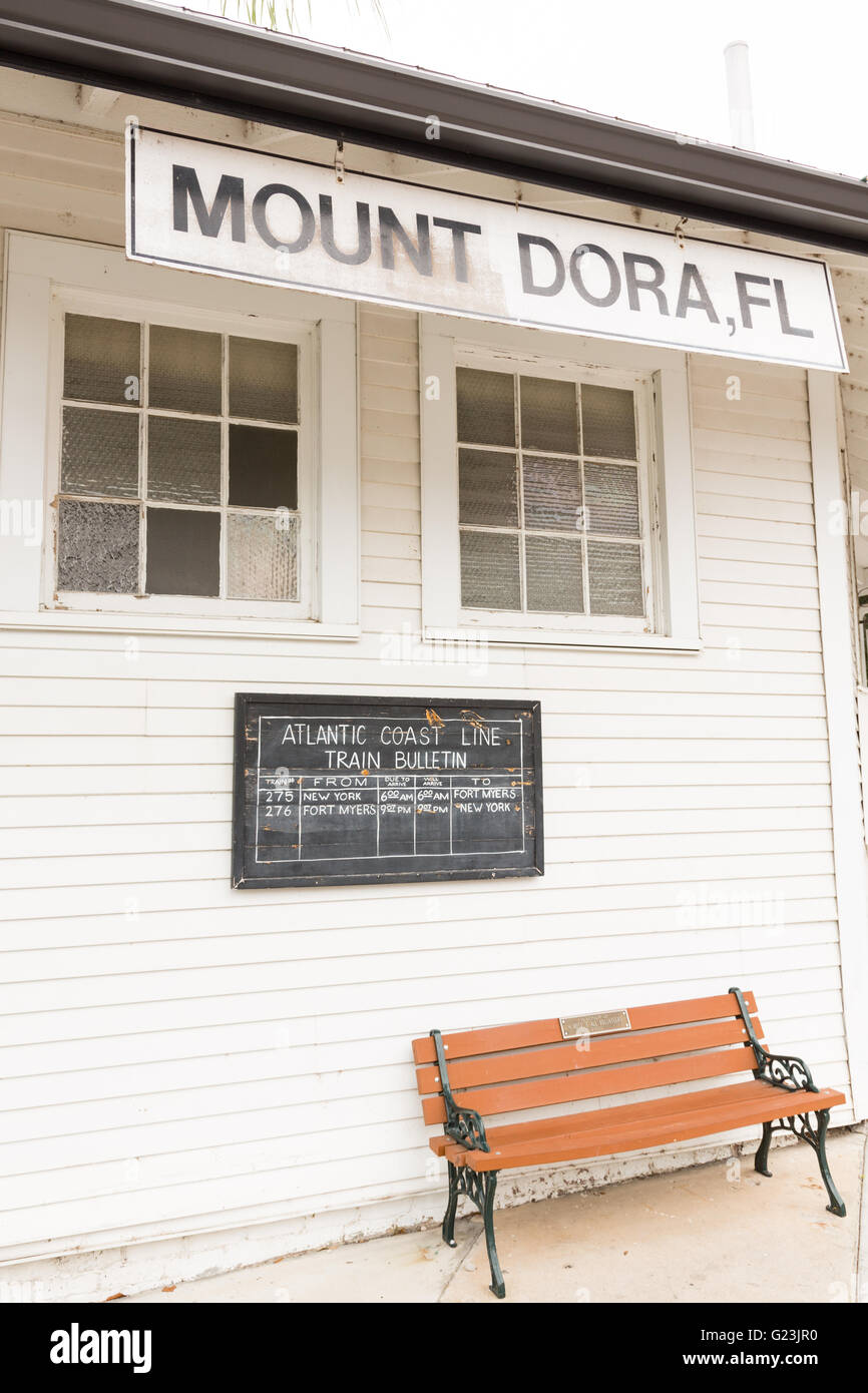 Historic downtown train depot and museum in Mount Dora, Florida Stock ...