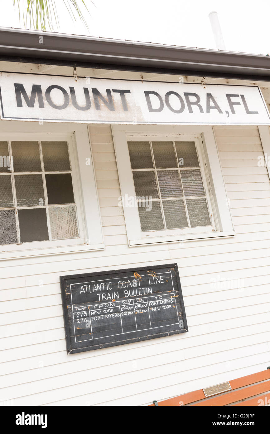 Historic downtown train depot and museum in Mount Dora, Florida Stock ...