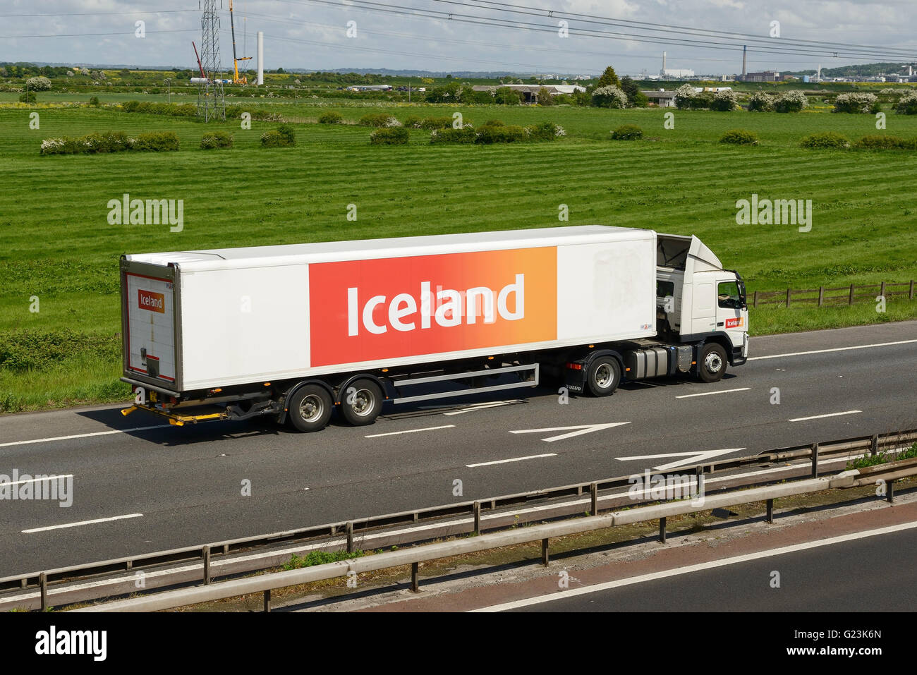 Iceland HGV travelling on the M56 motorway in Cheshire UK Stock Photo ...