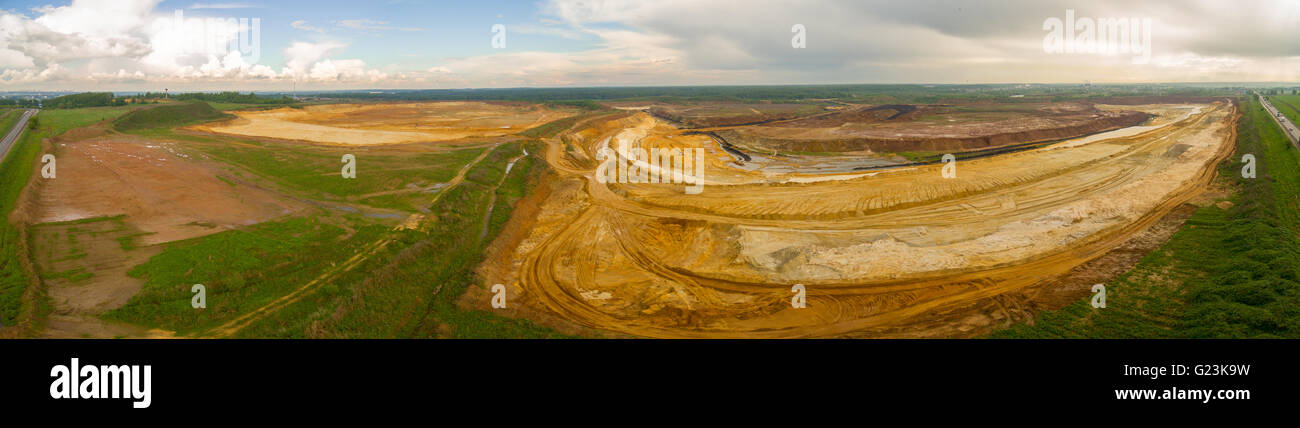 Sand quarry aerial panorama Stock Photo - Alamy