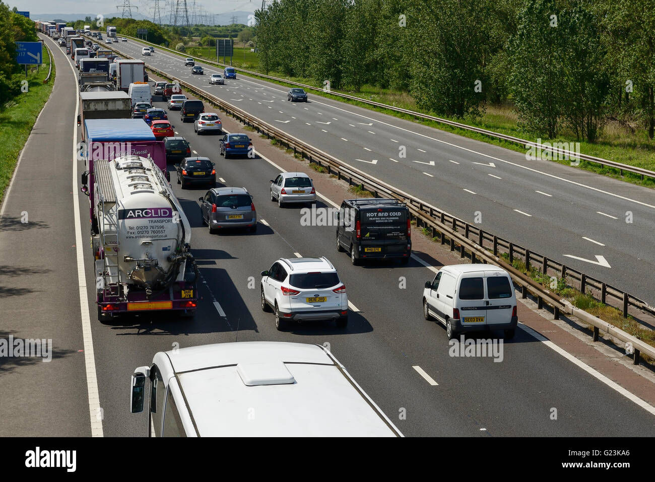 Traffic on the M56 motorway in Cheshire UK Stock Photo - Alamy