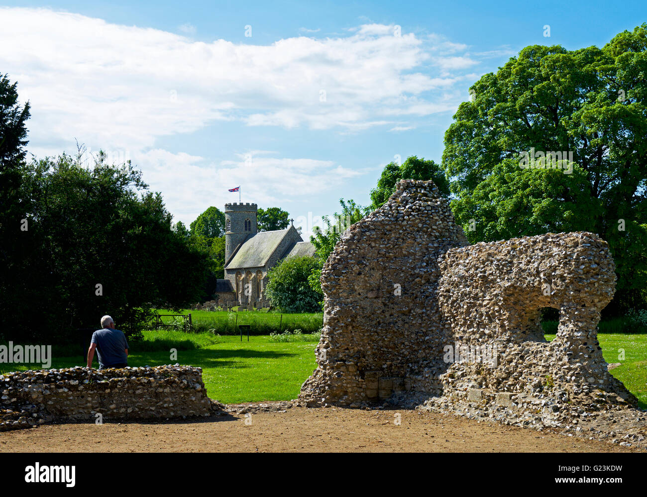 Weeting Castle and St Mary's Church, Norfolk, England UK Stock Photo ...