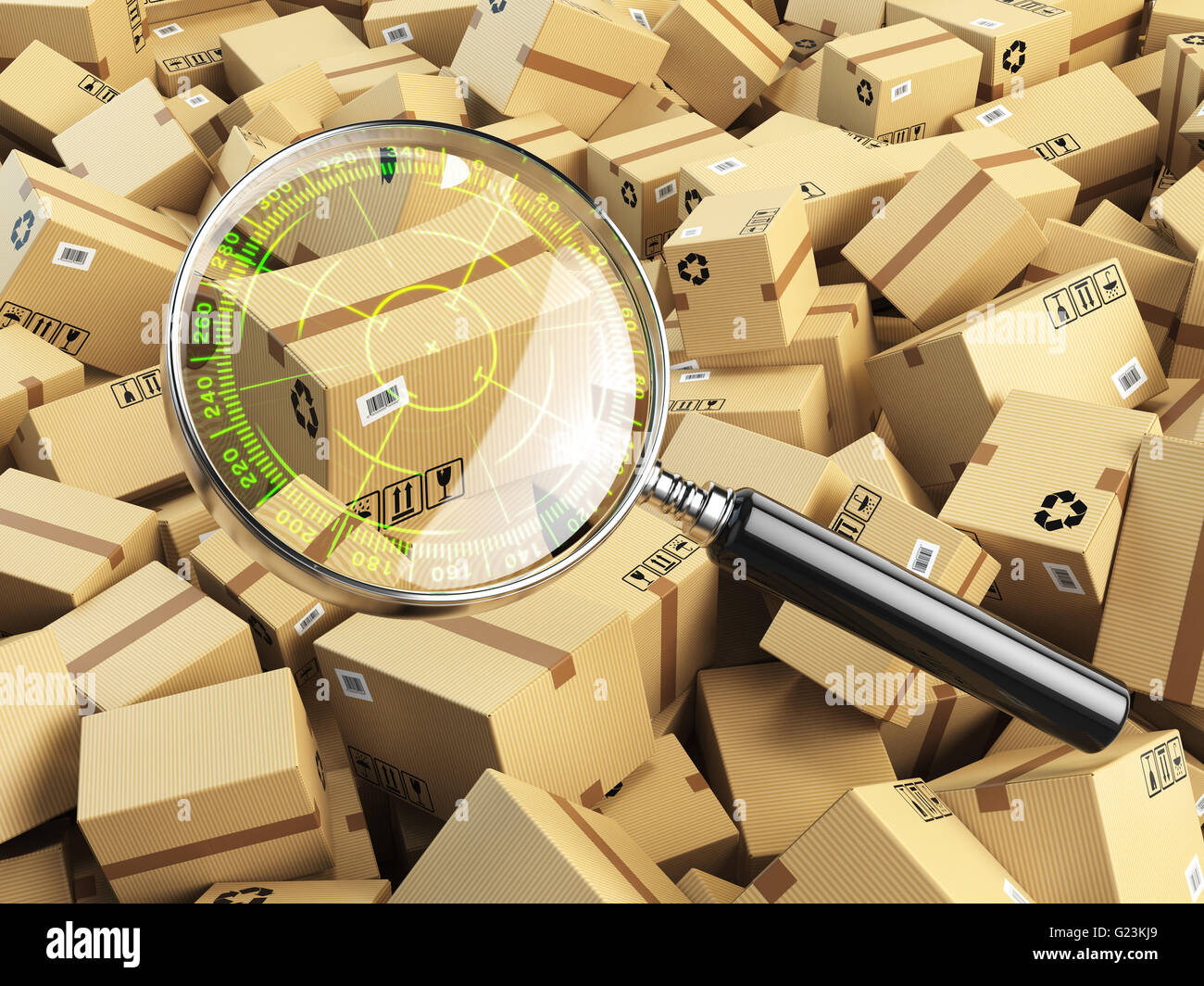 Delivery, shipping, logistics concept. Cardboard box tracking search ...
