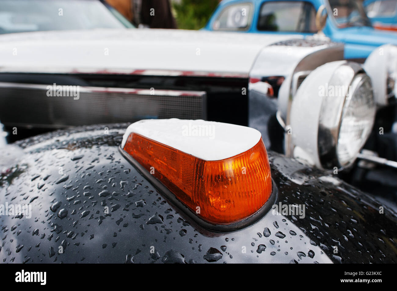 Close up blinker light at old vintage retro car Stock Photo - Alamy