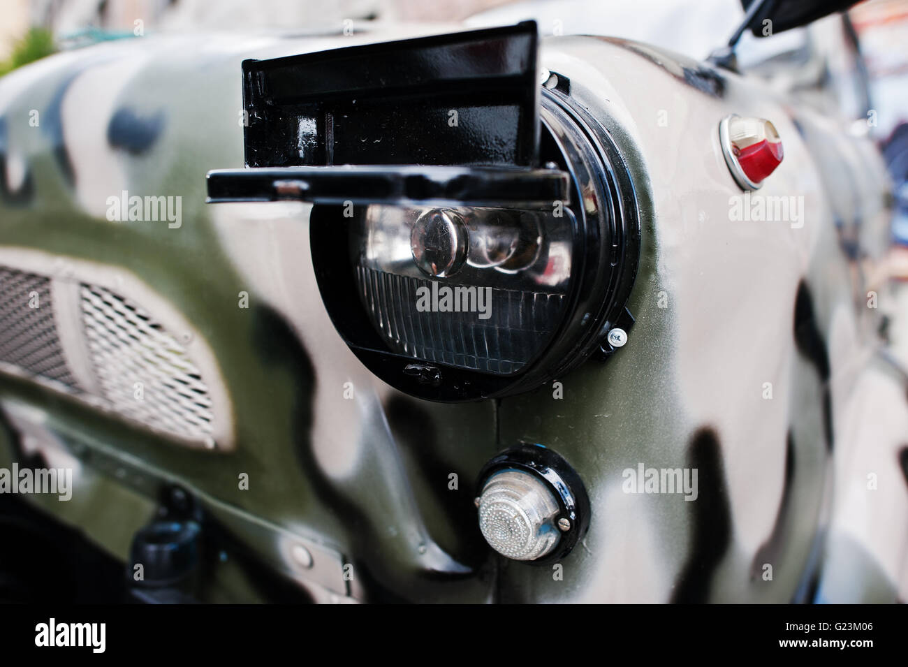 Military car headlight close up Stock Photo - Alamy