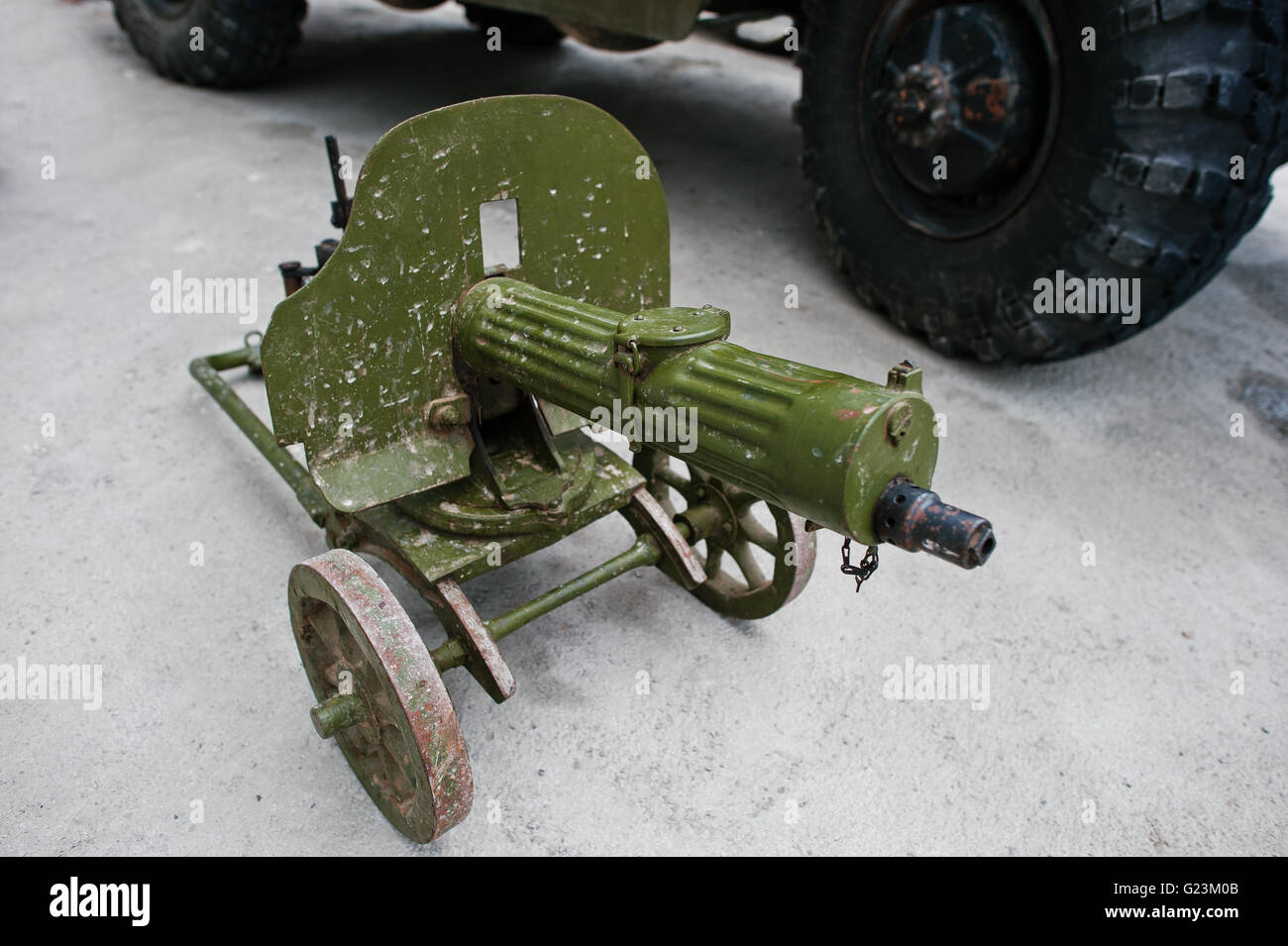 Old vintage machine gun, Maxim's system. Maxim gun Stock Photo - Alamy