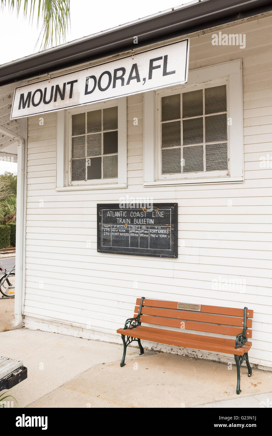 Historic downtown train depot and museum in Mount Dora, Florida Stock ...