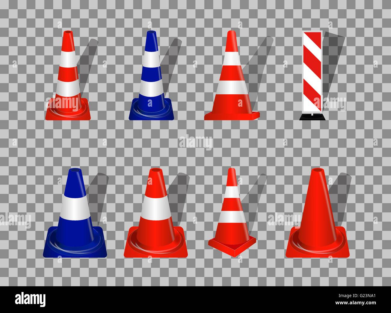 Set of Road signs. Orange and Blue Badge guardrails on transpare Stock ...