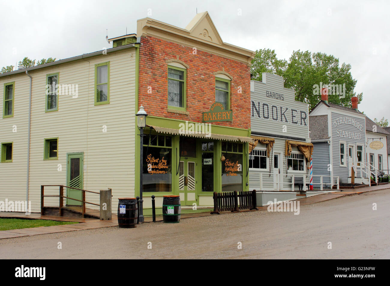 Street in a historical village at Heritage Park, Alberta, Canada Stock ...