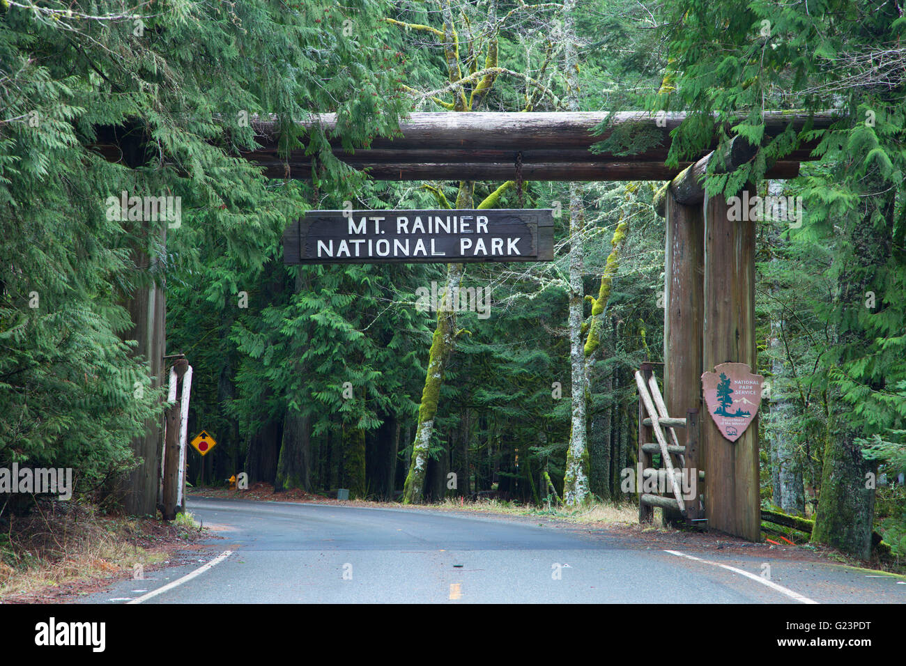 Entrance arch, Mt Rainier National Park, Washington Stock Photo - Alamy