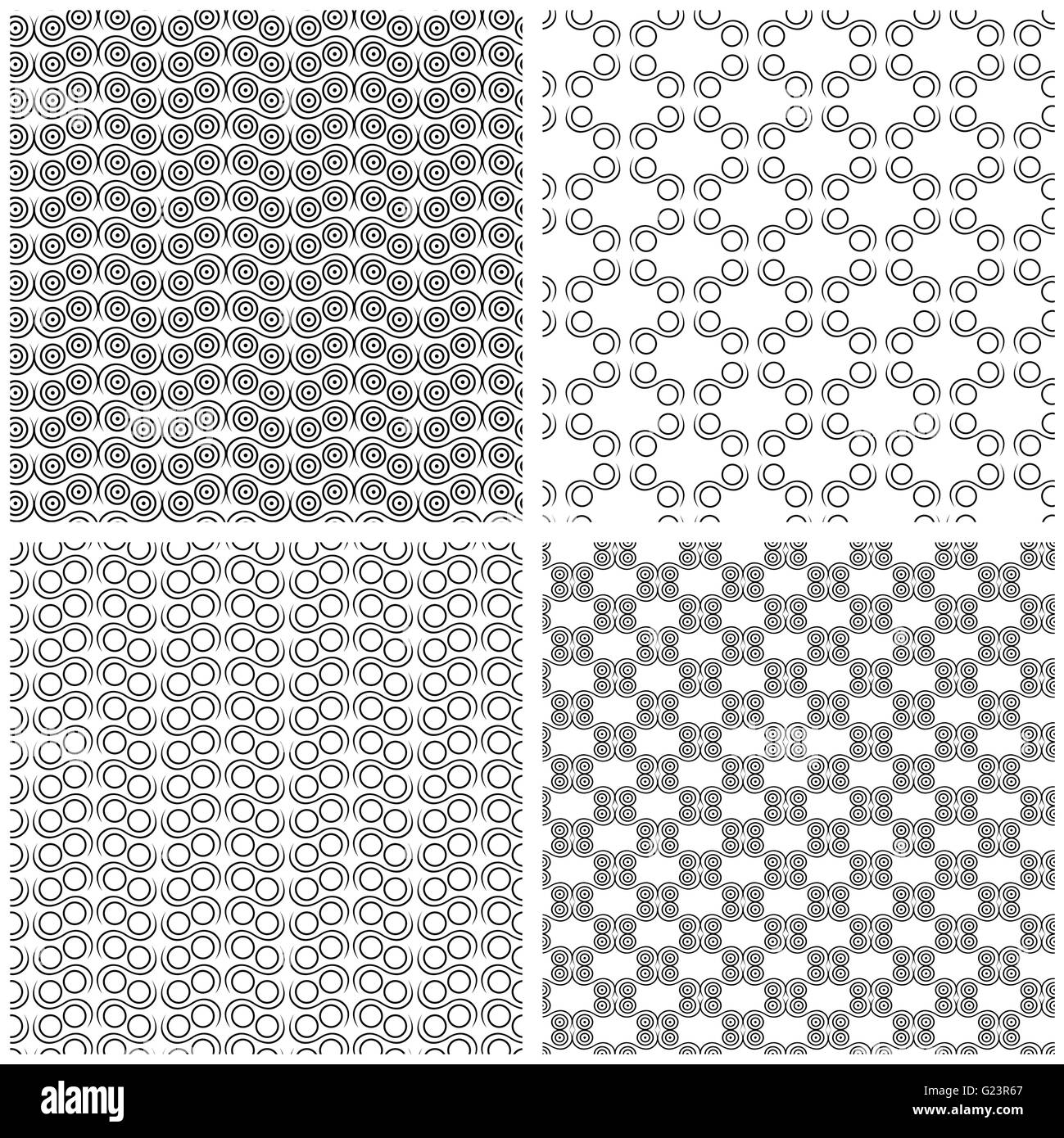 Four different seamless patterns in one file collected. Black and white ...