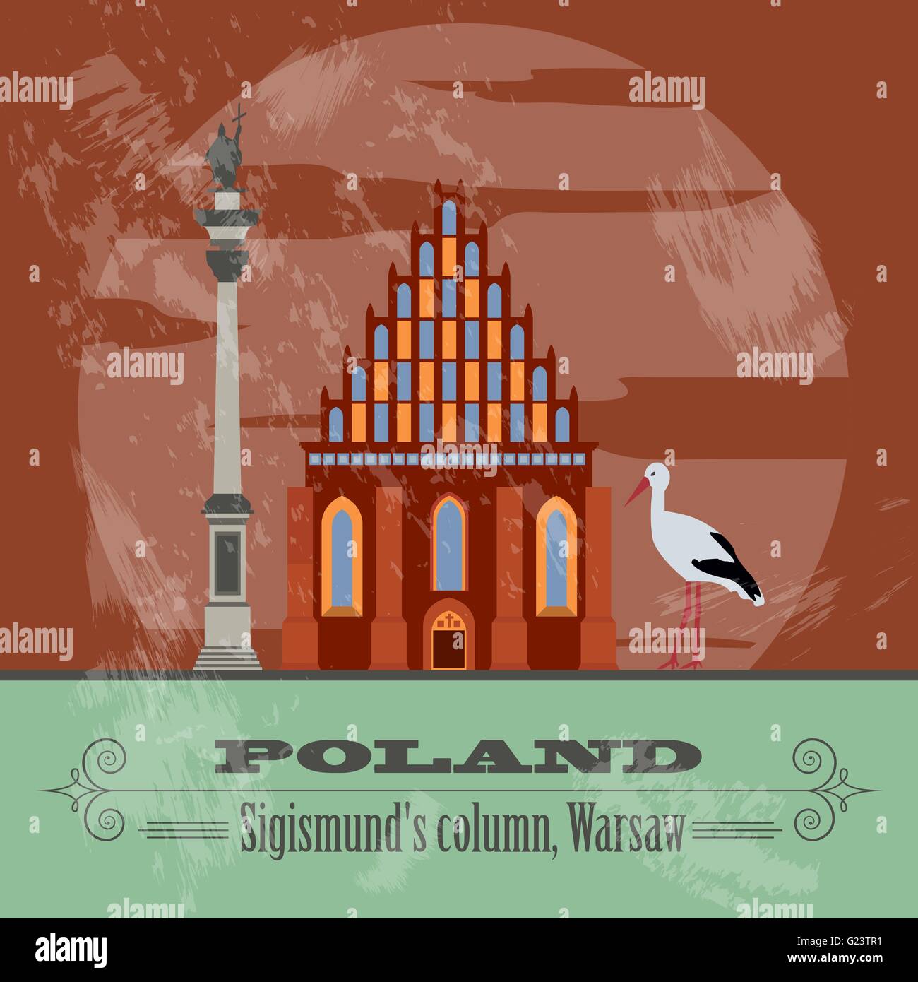 Poland landmarks. Retro styled image. Vector illustration Stock Vector ...