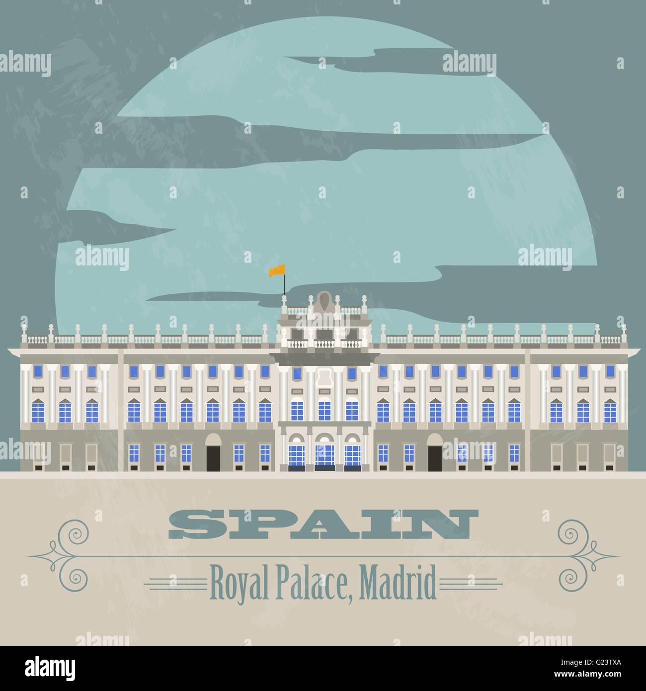 Spain landmarks. Retro styled image. Vector illustration Stock Vector ...