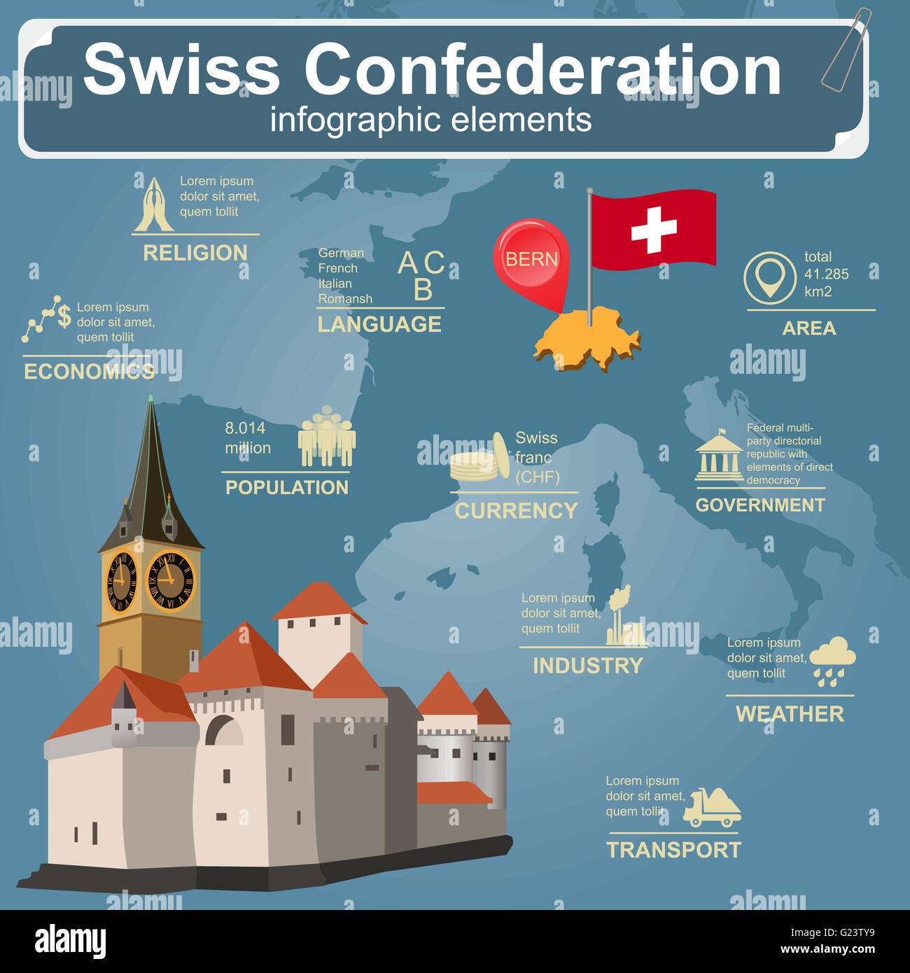 Switzerland infographics, statistical data, sights. Vector illustration ...