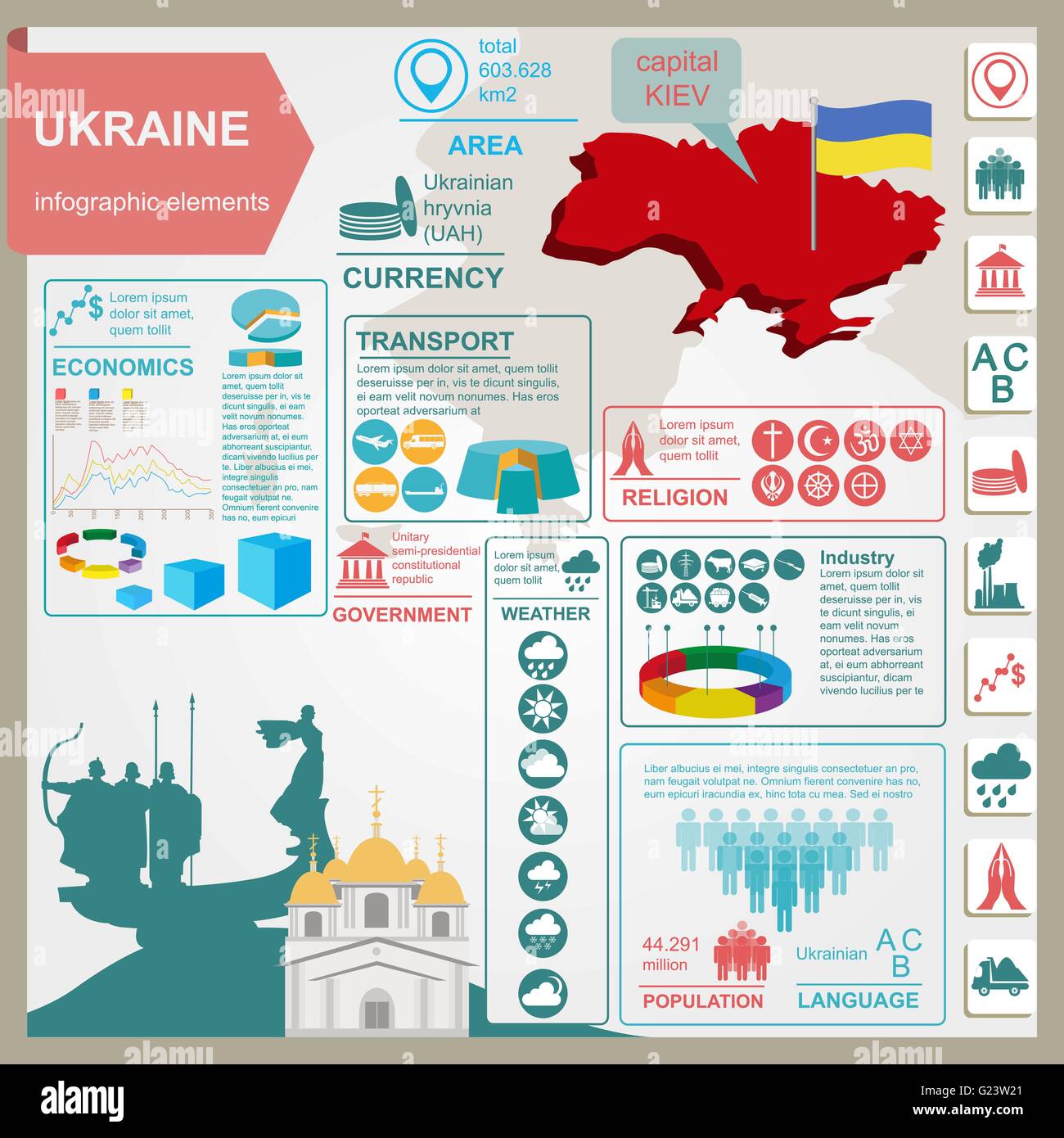 Ukraine infographics, statistical data, sights. Vector illustration ...