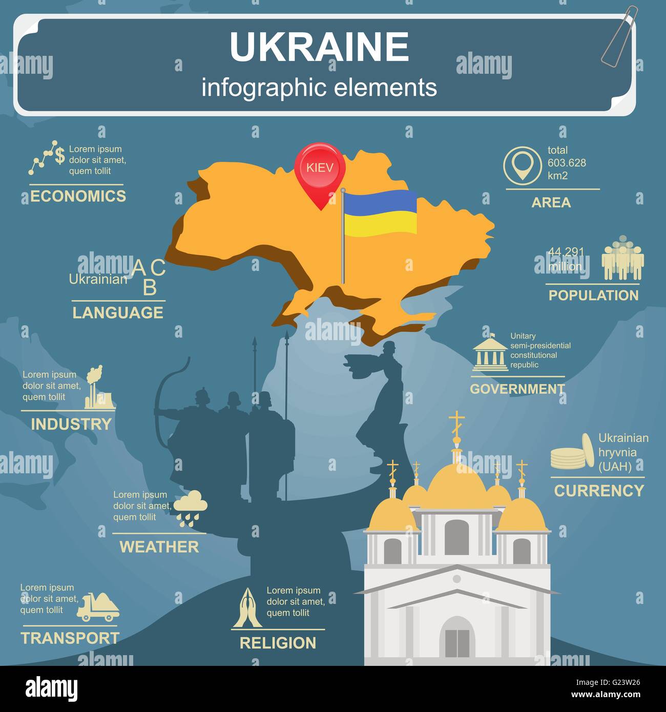 Ukraine infographics, statistical data, sights. Vector illustration ...