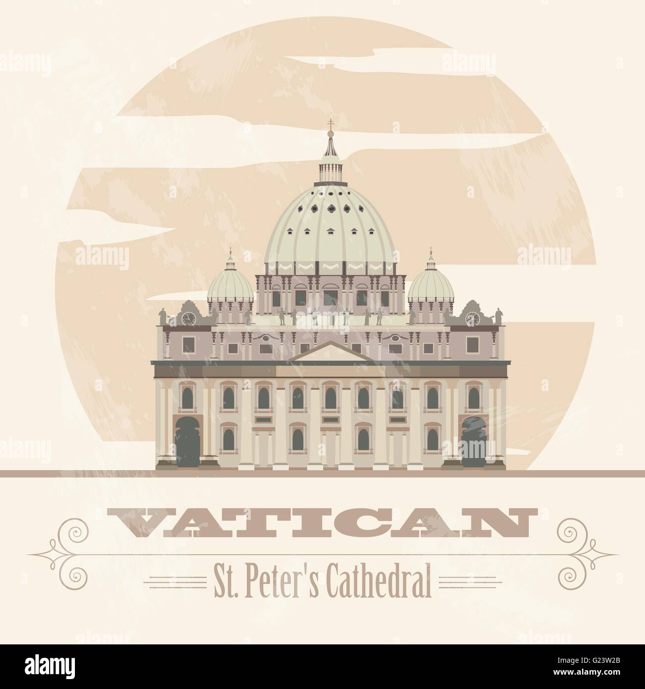 Vatican landmarks. Retro styled image. Vector illustration Stock Vector ...