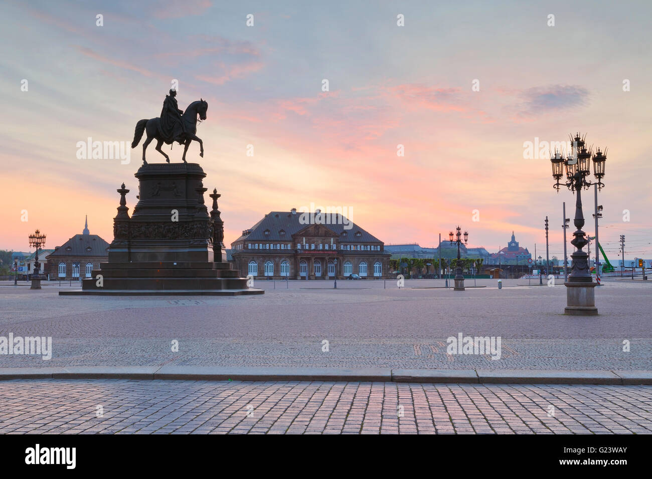 Statue in a square in the old town of Dresden, Germany Stock Photo - Alamy