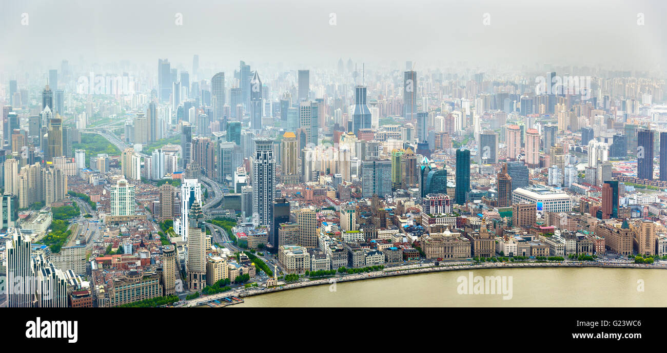 Aerial panorama of Shanghai city centre Stock Photo - Alamy