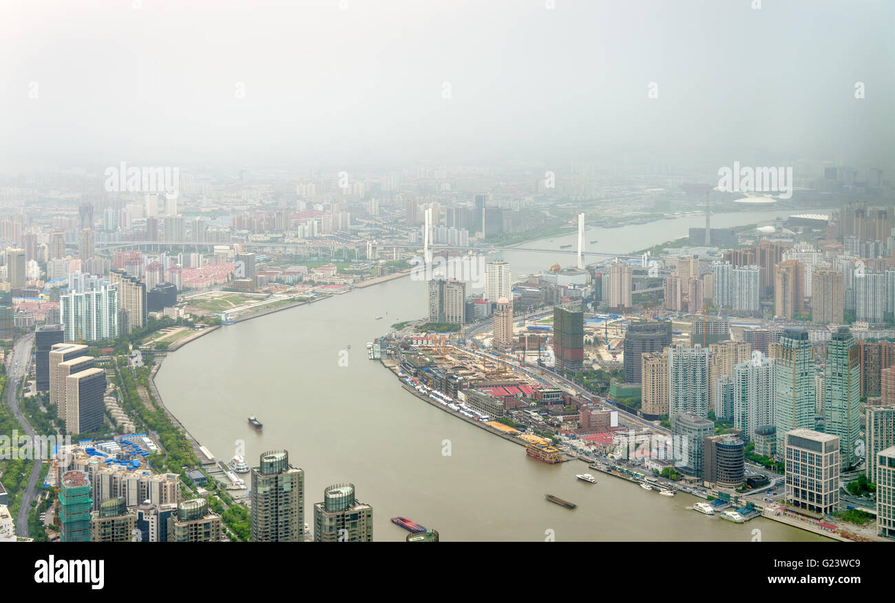Aerial view of the Huangpu River in Shanghai Stock Photo - Alamy