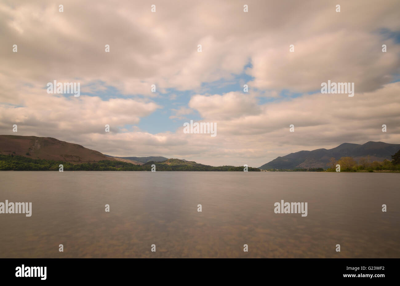 Cloudy scene across Derwent Water in Cumbria Stock Photo - Alamy