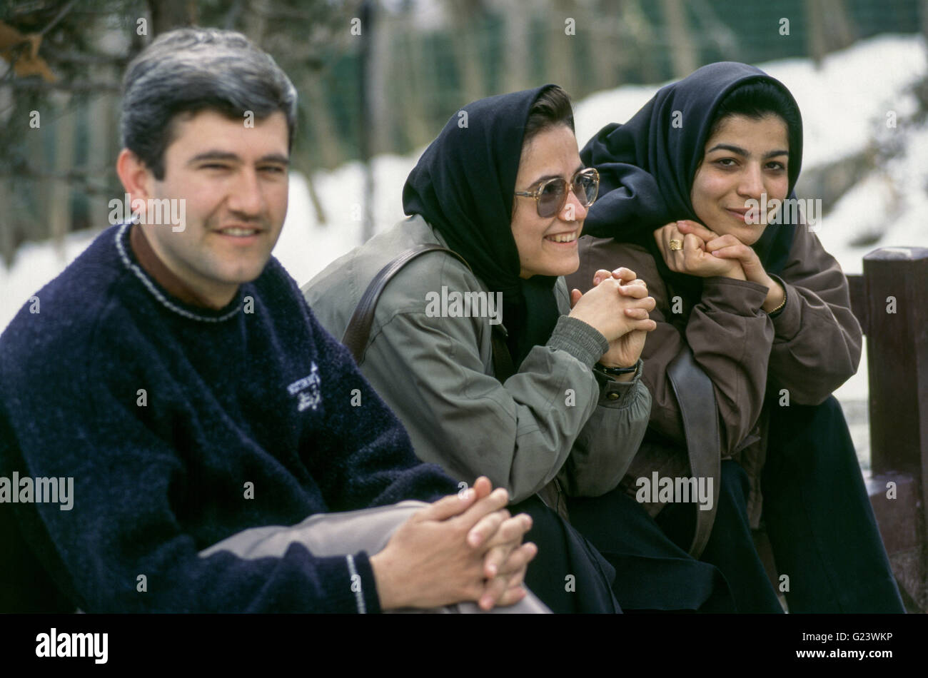Iranian mixed company friends at a north tehran park hi-res stock ...