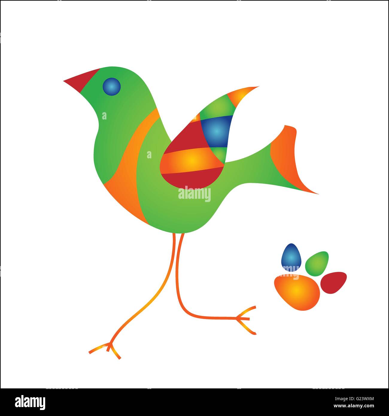 Spring illustration with Funny cartoon bird Stock Vector Image & Art ...