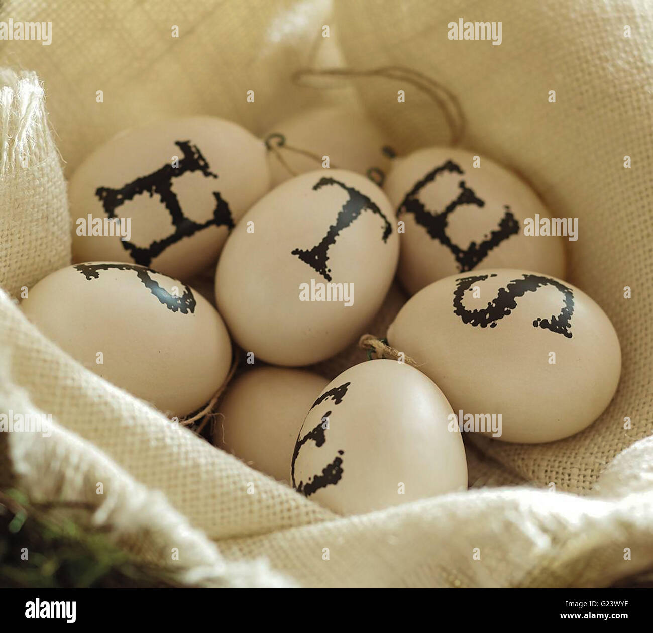 Basket eggs letters hi-res stock photography and images - Alamy