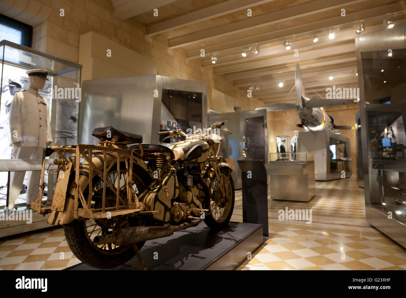 A World War II motorbike and other exhibits at the War Museum in Fort ...