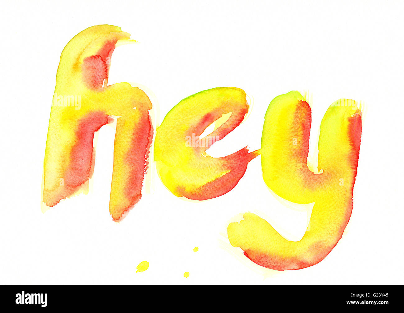 Hey text watercolor painting Stock Photo - Alamy