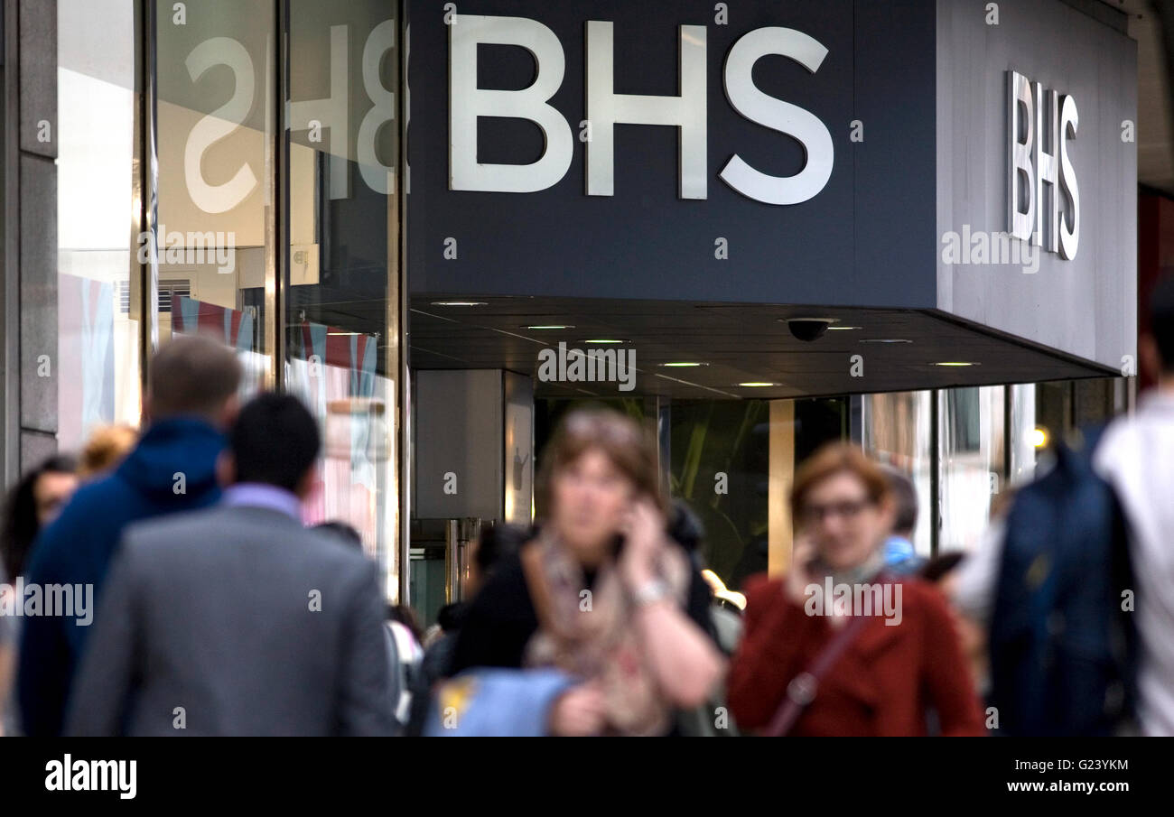 Pedestrians walk past the BHS department store in Oxford Street, London ...