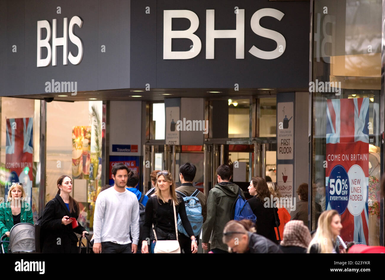 Pedestrians walk past the BHS department store in Oxford Street, London ...