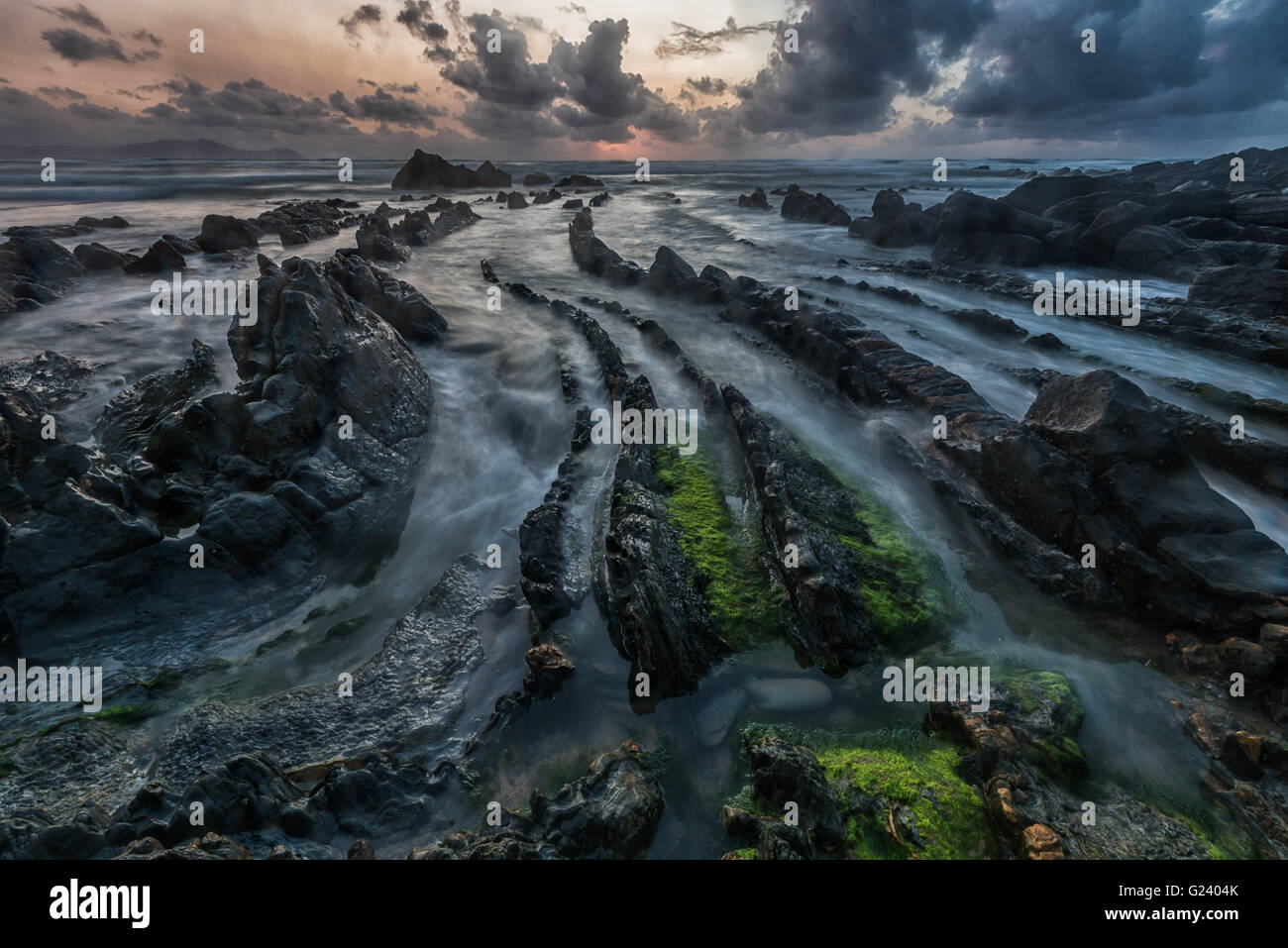 Barrika after sunset Stock Photo - Alamy