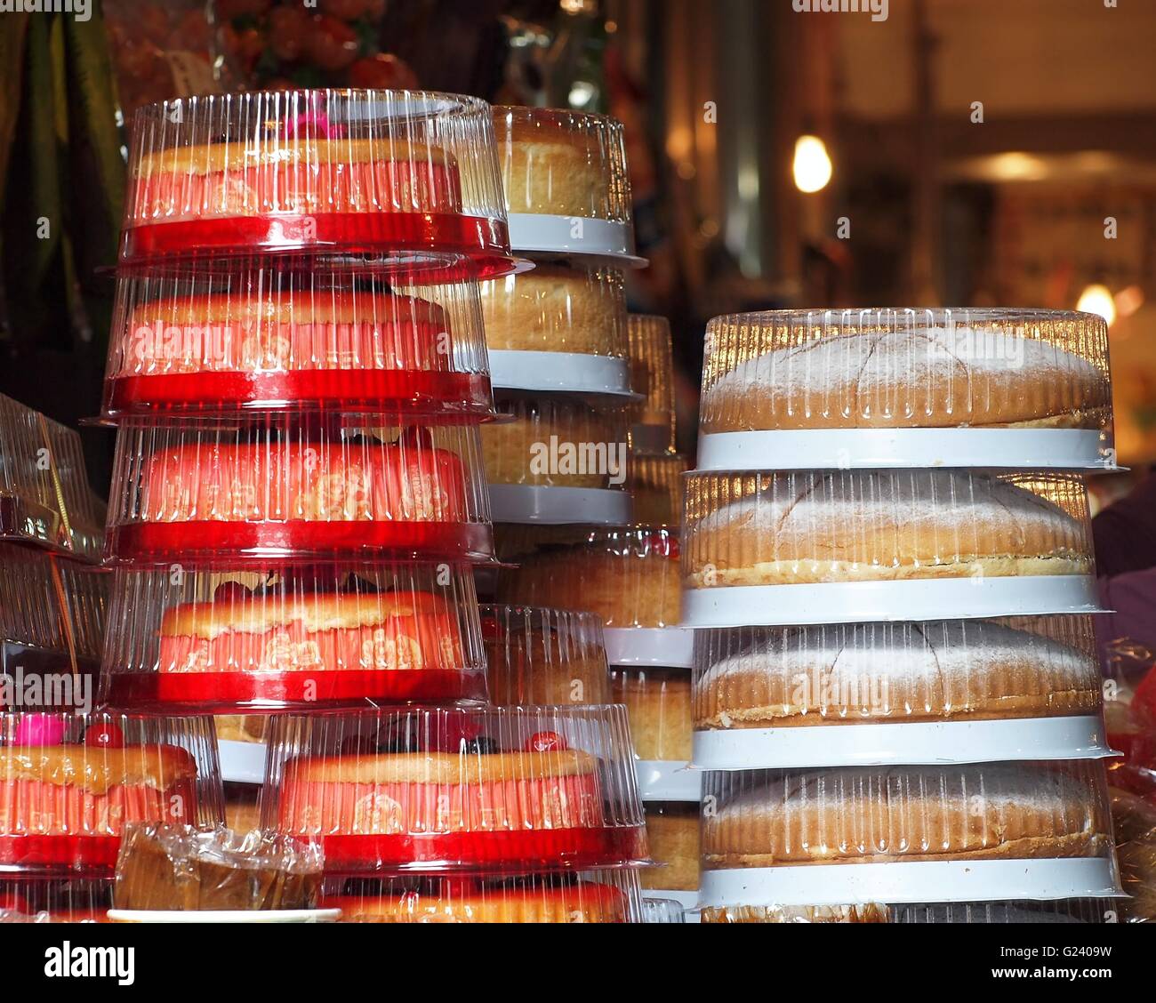 A bakery displays stacks of cakes in the run-up for the Chinese New ...