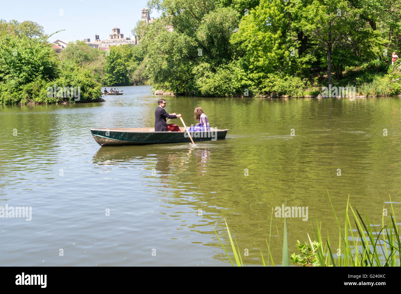 Rowboat on The Lake near Bow Bridge, Central Park, NYC Stock Photo - Alamy