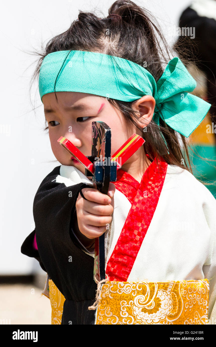 Japanese Hinokuni Yosakoi dance festival. Child, girl, 5-6 year old ...
