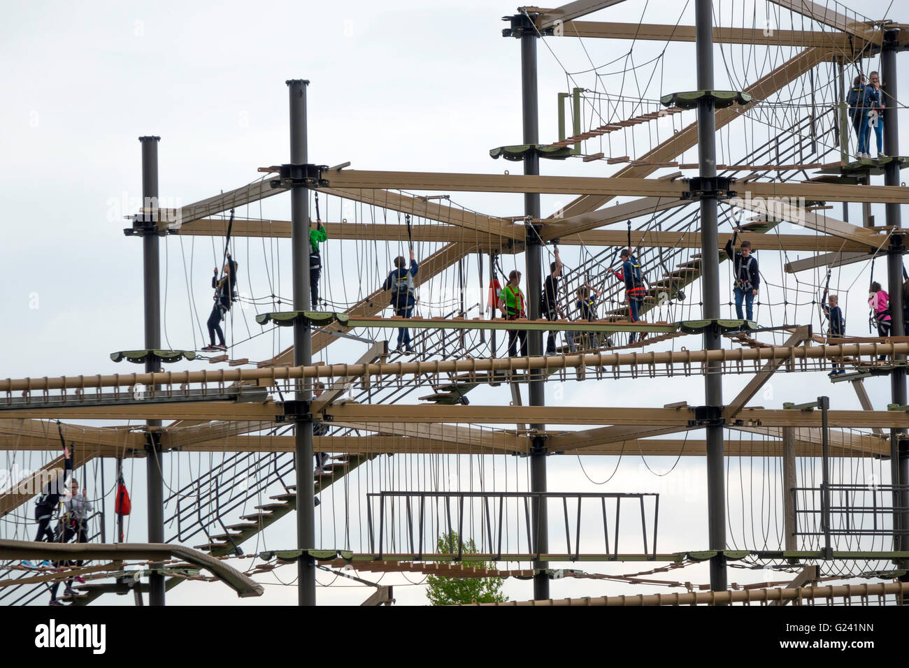 People enjoying the challenge of climbing on the Air Trail visitor ...