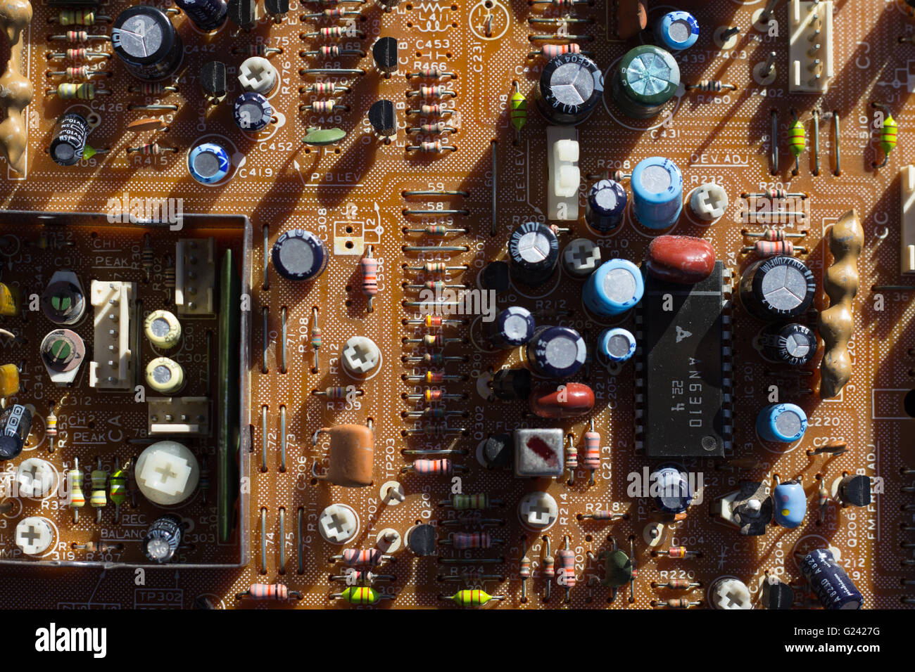 A photo of a circuit board from the top down Stock Photo - Alamy
