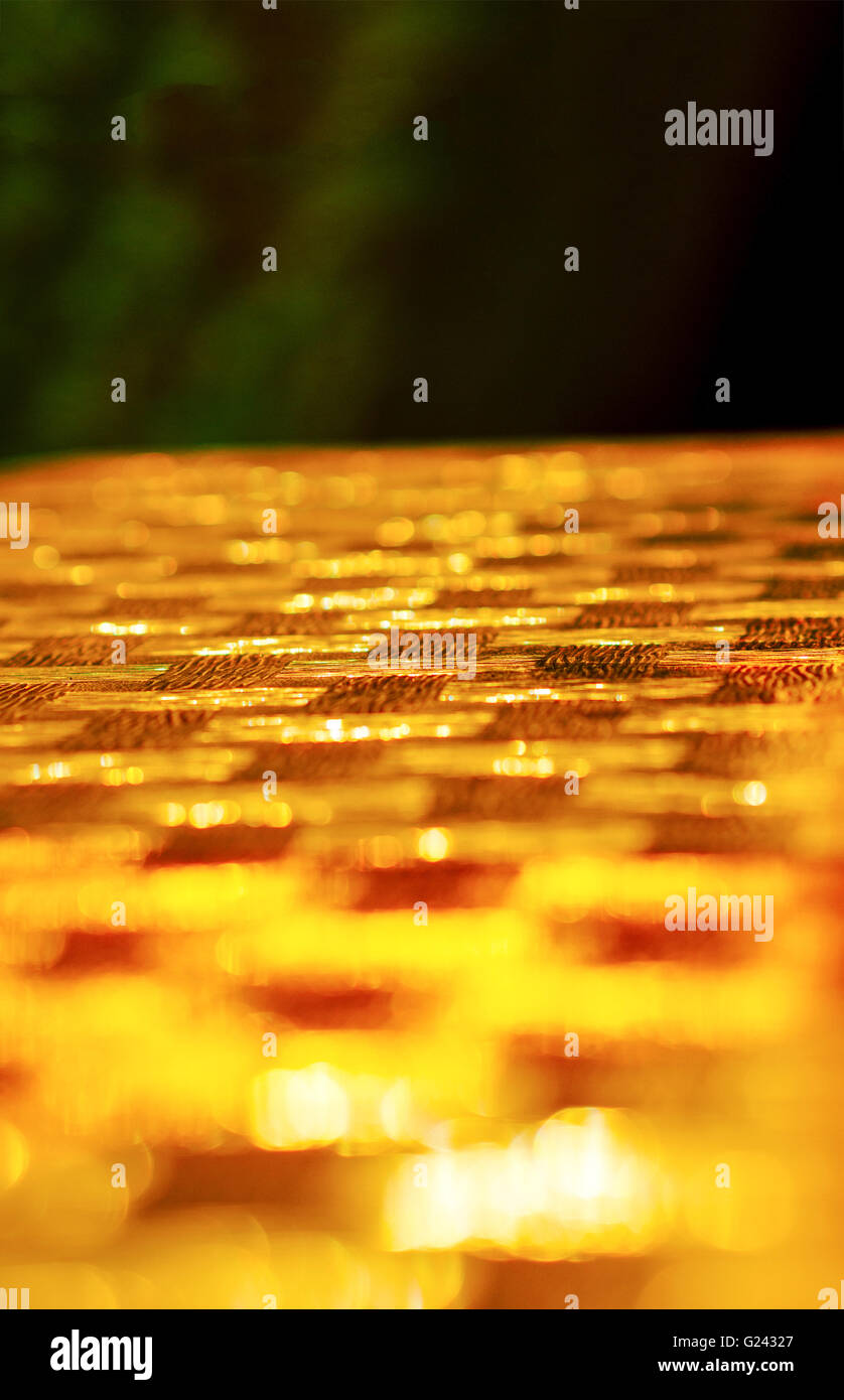 Golden reflection abstract sunlight reflects off broken glass Stock ...