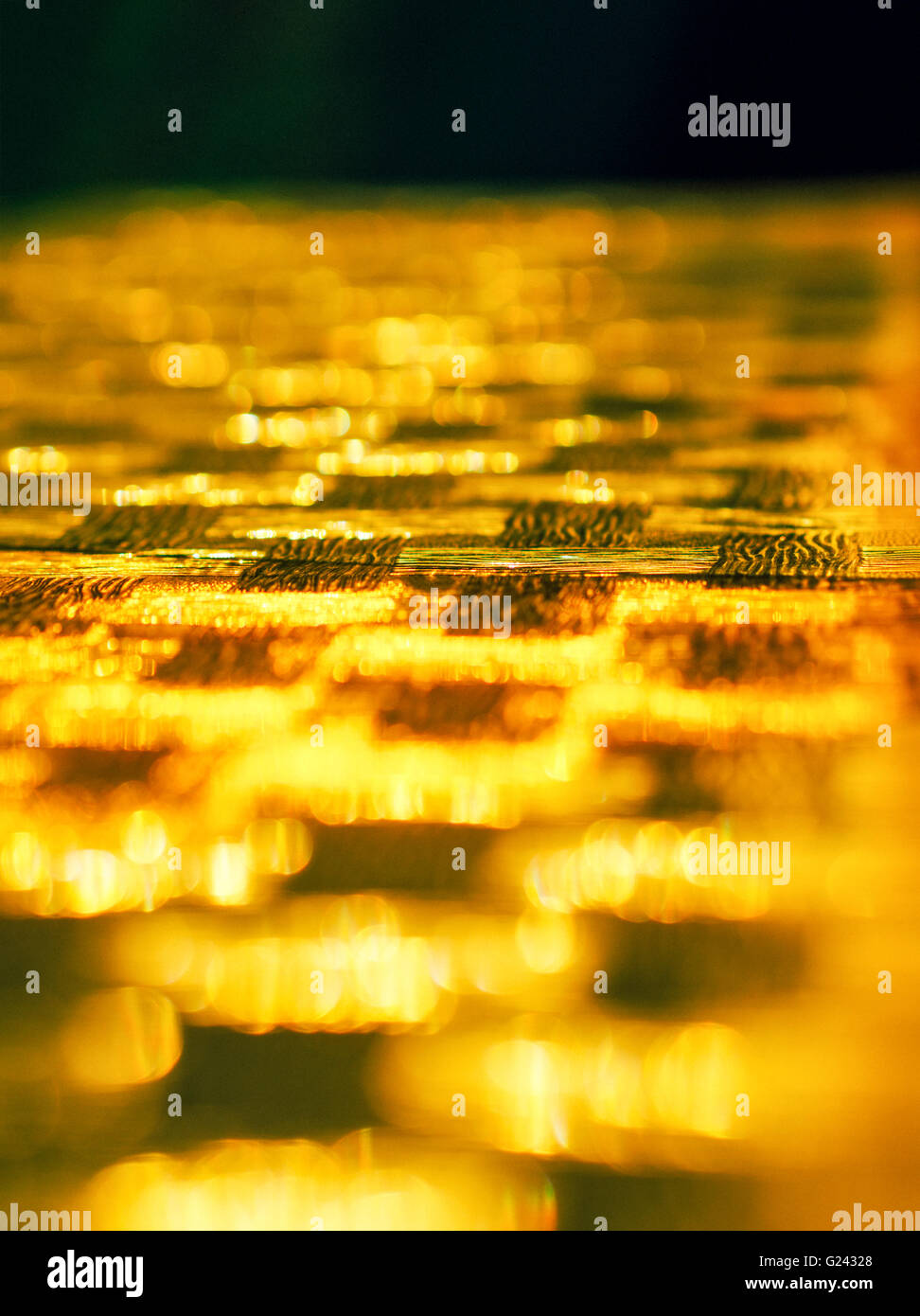 Golden reflection abstract sunlight reflects off broken glass Stock ...