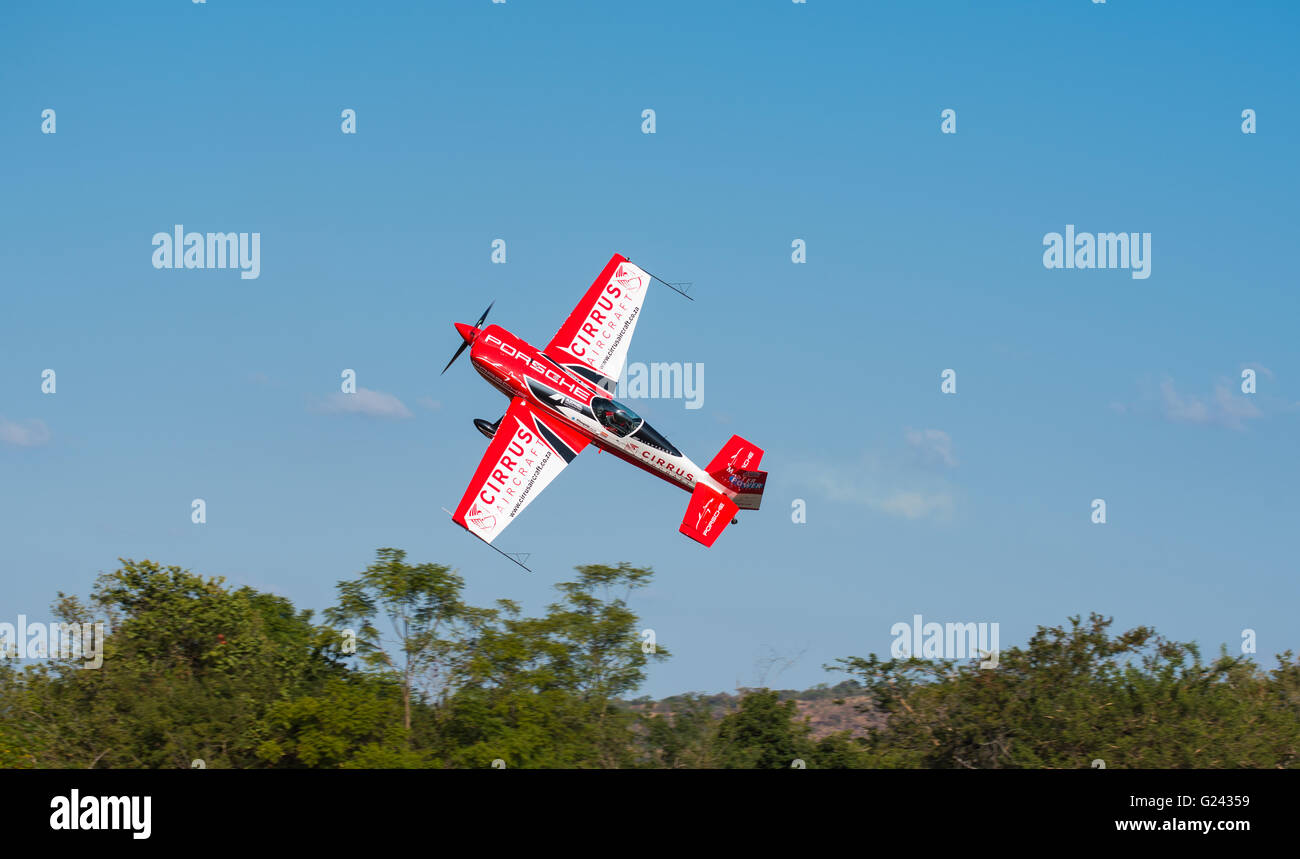 A Cirrus aircraft flying side-ways and very low at the Lowveld Airshow ...